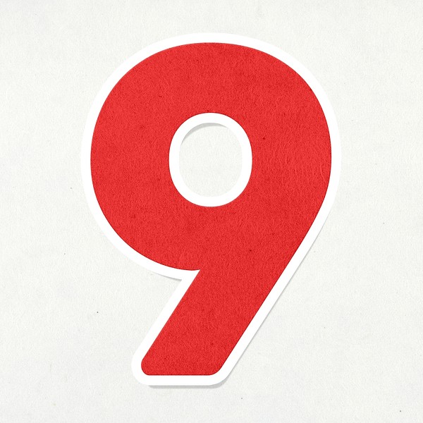 Red number nine sticker design | Free PSD - rawpixel
