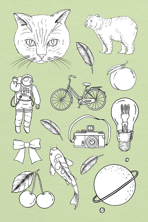 Black white sticker set design | Premium PSD - rawpixel