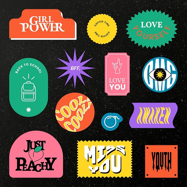 Word sticker psd vintage set | Premium PSD - rawpixel