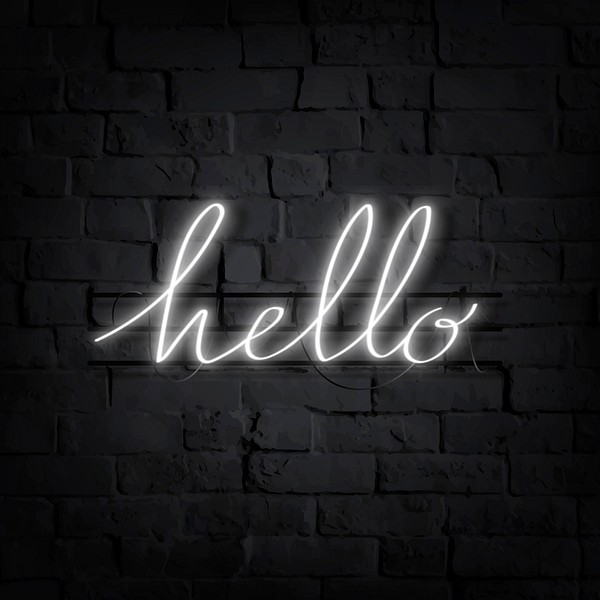 Cursive hello neon sign black | Premium Vector - rawpixel