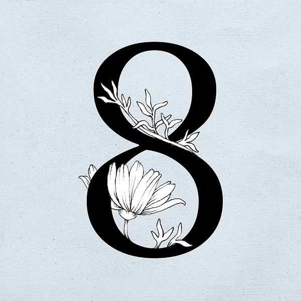 Number 8 font botanical decorated | Premium Photo - rawpixel