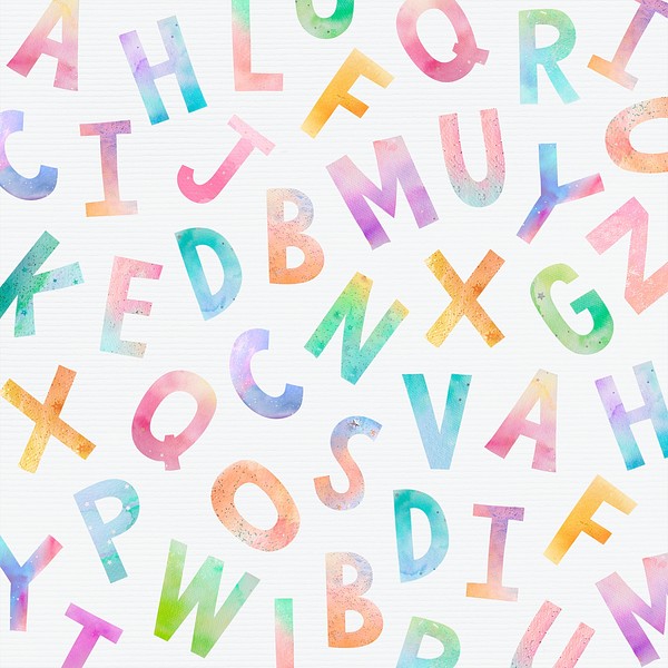 Watercolor letter pattern wallpaper vector | Free Vector - rawpixel
