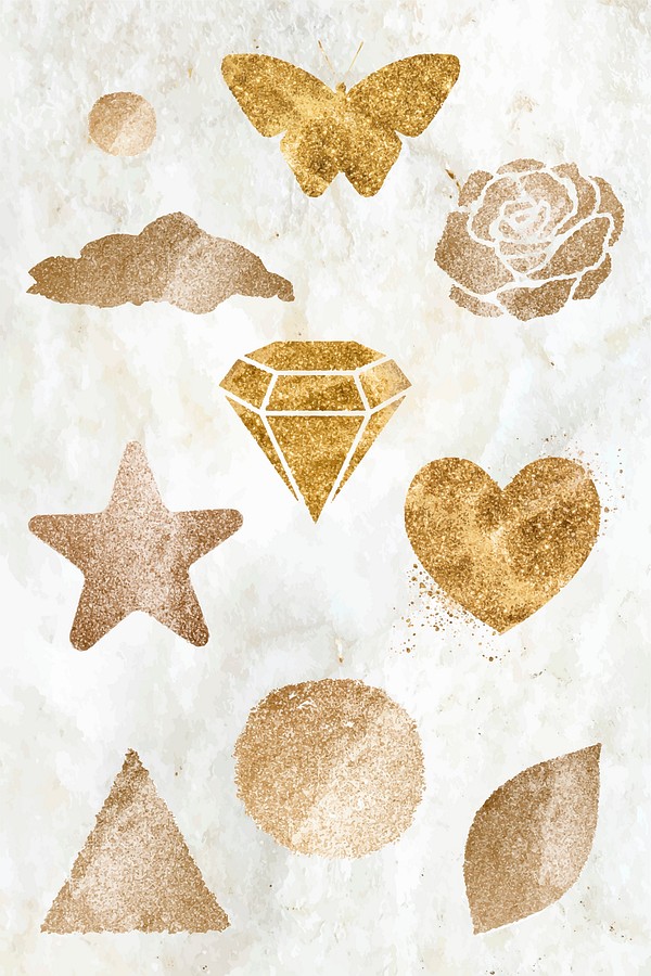 Sparkly gold icon vector set | Premium Vector - rawpixel