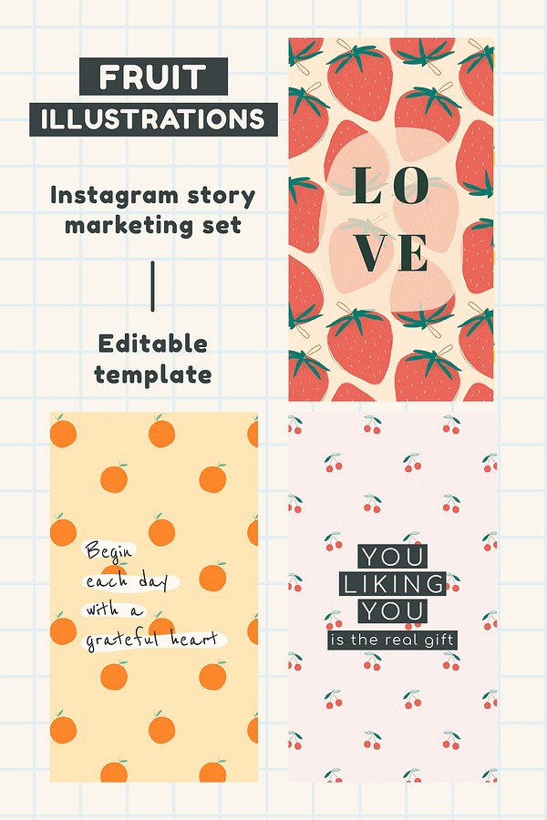 Vector fruit pattern quote social | Premium Vector - rawpixel