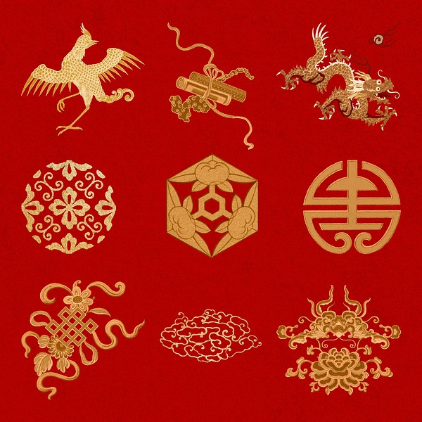 Gold red Chinese art symbol | Premium Photo - rawpixel