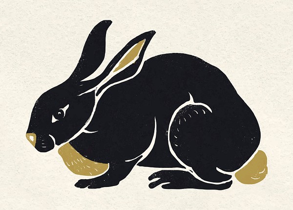 Black rabbit vector animal vintage | Premium Vector - rawpixel