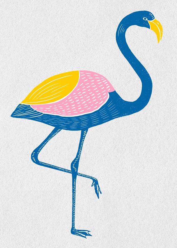 Colorful flamingo psd vintage tropical | Premium PSD - rawpixel