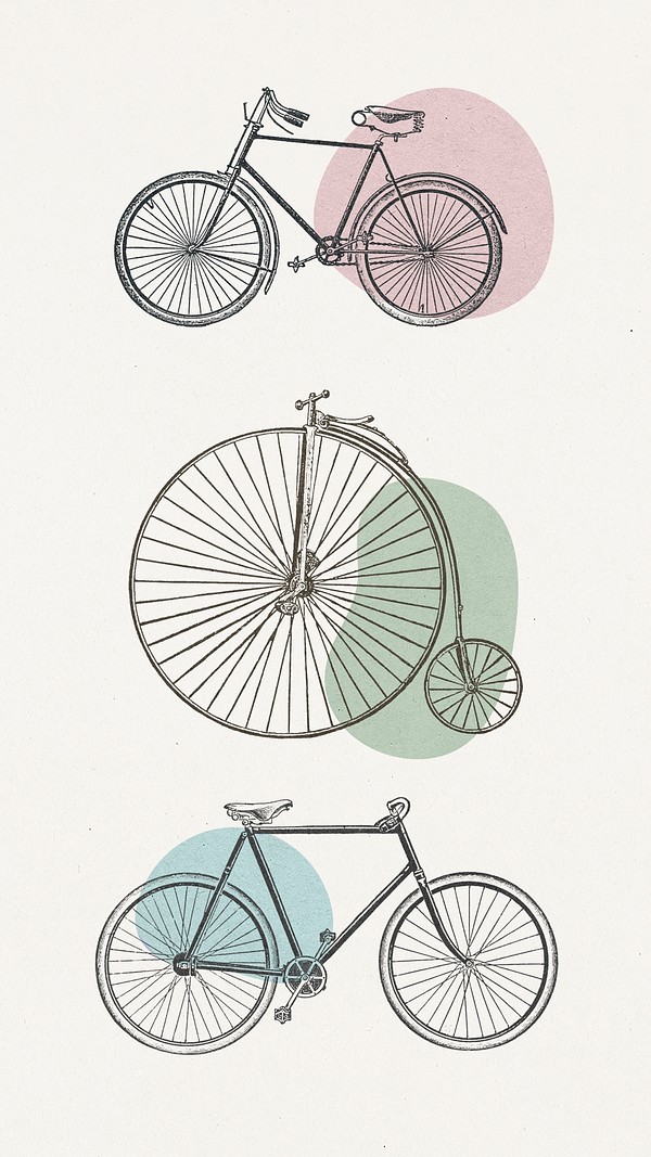 Vintage bicycle engraving collection illustrations | Premium PSD - rawpixel