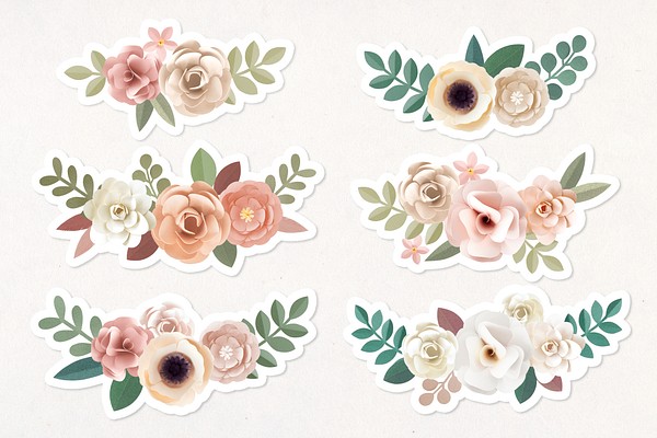 Pastel papercraft flower sticker white | Premium PSD - rawpixel