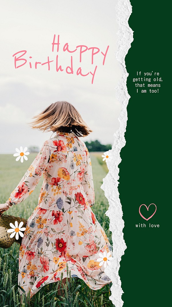 Spring birthday Instagram story template, | Premium Vector Template ...