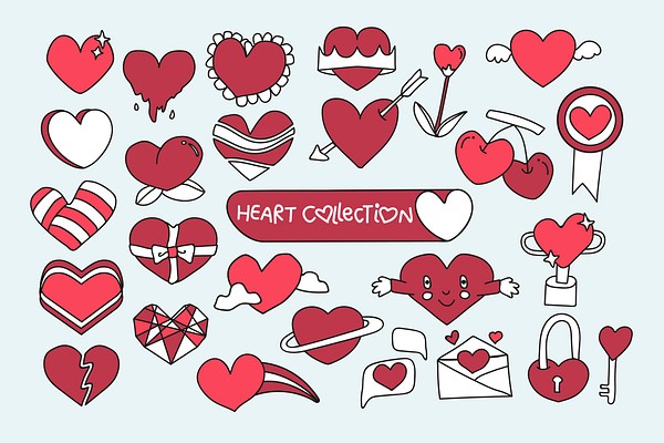 Red heart design collection vector | Premium Vector - rawpixel