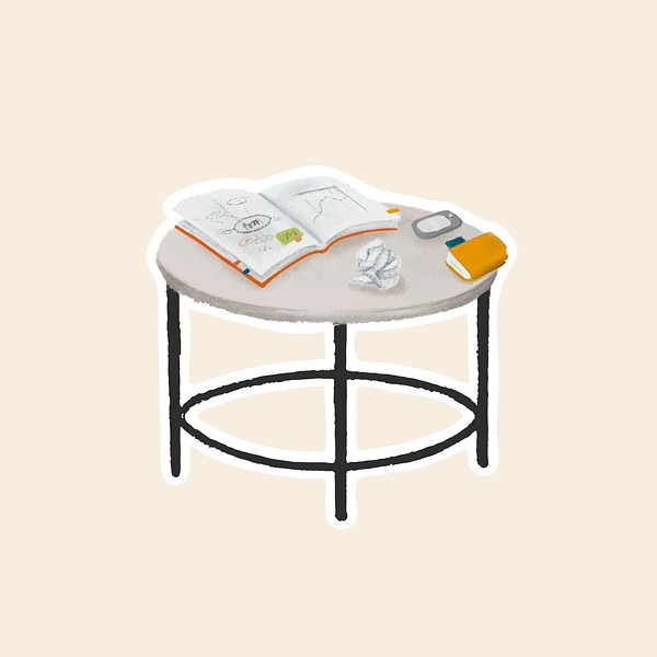 Round table opened notebook and | Premium Vector - rawpixel