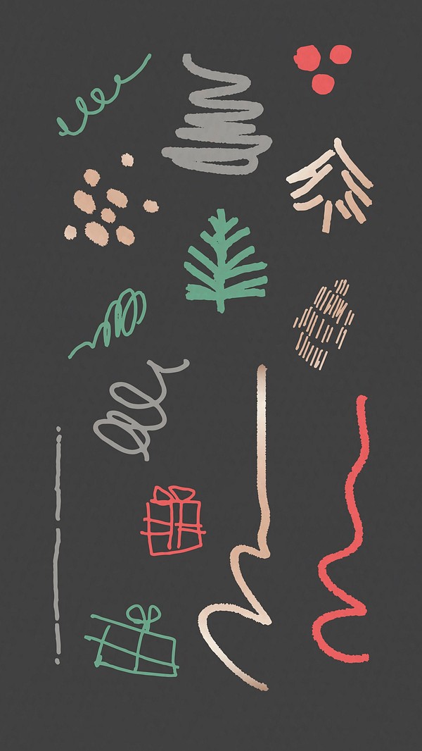 Illustration set Christmas decorations black | Premium Vector - rawpixel