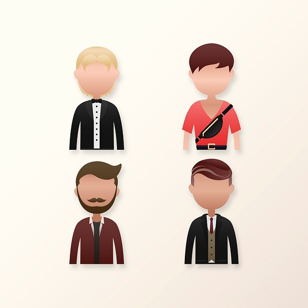 Set diverse men avatar character | Premium PSD - rawpixel