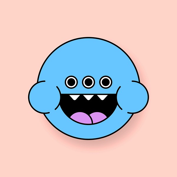 Funky blue monster frog emoji | Free Vector Illustration - rawpixel