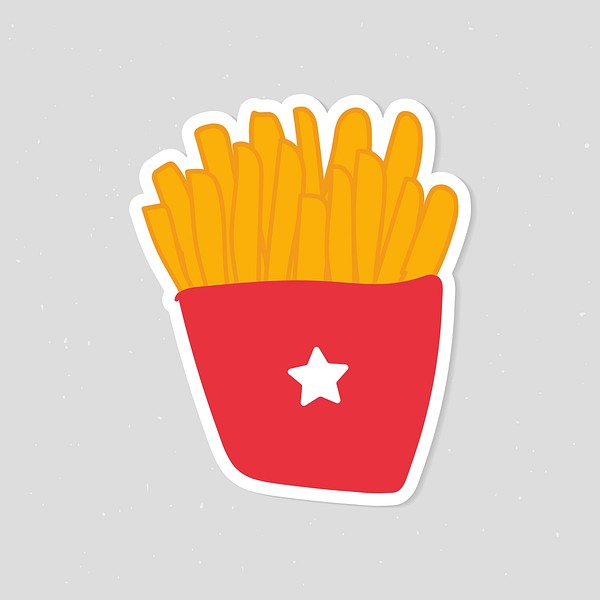 Cute fries doodle sticker with a white | Free Vector - rawpixel