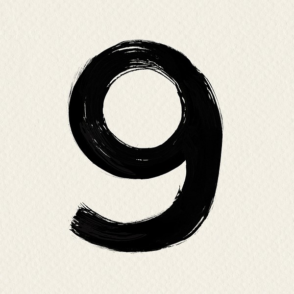 Number 9 grunge hand lettering | Premium PSD - rawpixel