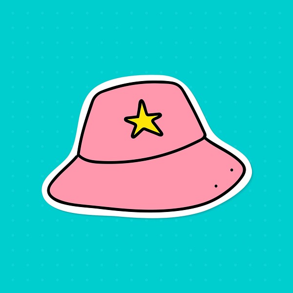 Pink bucket hat sticker white | Premium Vector - rawpixel