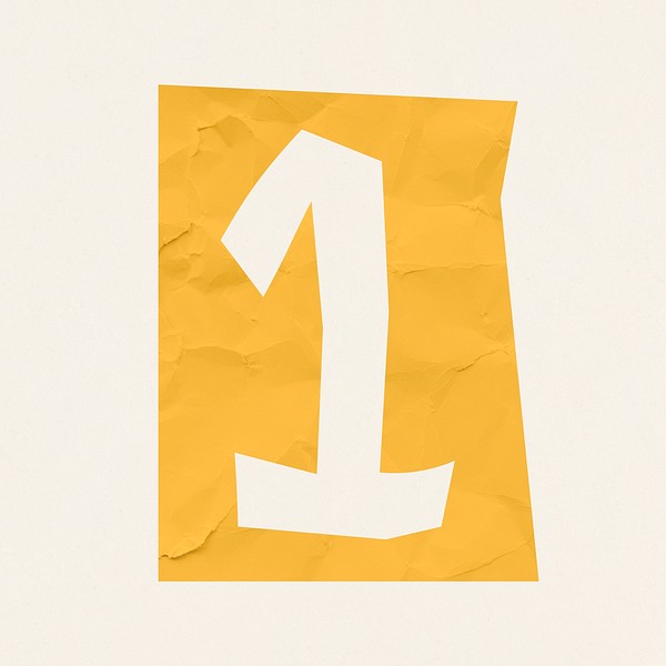 Number 1 font paper cut | Premium PSD - rawpixel