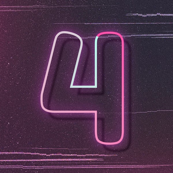 Gradient pink neon number 4 | Premium Vector - rawpixel