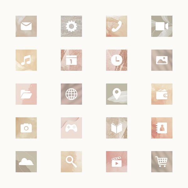 Mobile app icons psd in aesthetic | Premium PSD - rawpixel