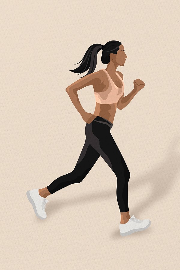 Sporty woman running minimal illustration | Premium Photo Illustration ...