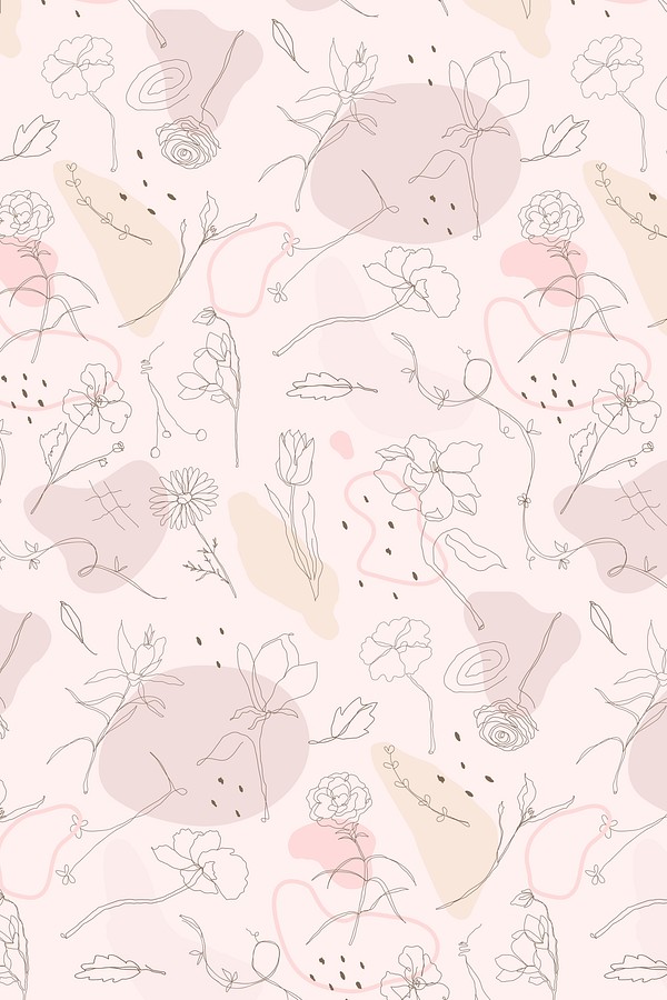 Flower pattern monoline art pink | Free Photo - rawpixel