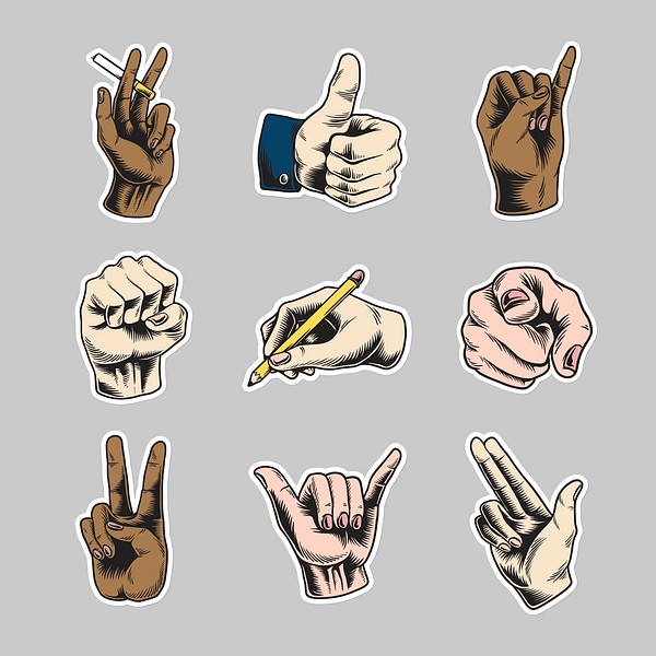 Cool hand gesture sticker with a white | Vector - rawpixel