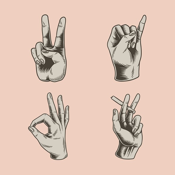 Cool hand sign sticker set | Premium Vector - rawpixel