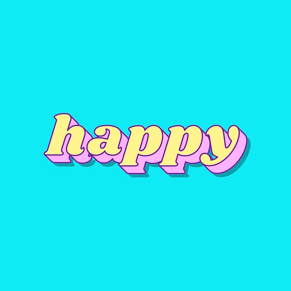 Happy word retro typography vector | Premium Vector - rawpixel