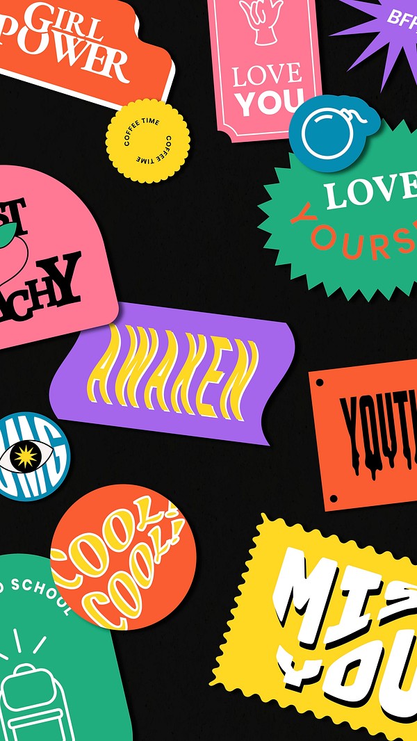 Vintage text sticker pattern psd | Premium PSD - rawpixel