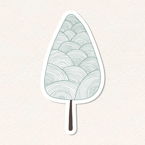 Cute doodle tree sticker with a white | Premium Vector - rawpixel