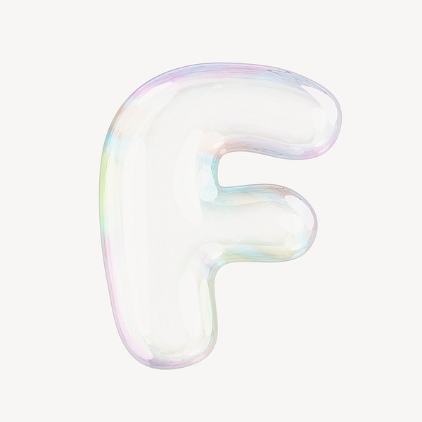F letter, 3D transparent holographic | Premium PSD - rawpixel