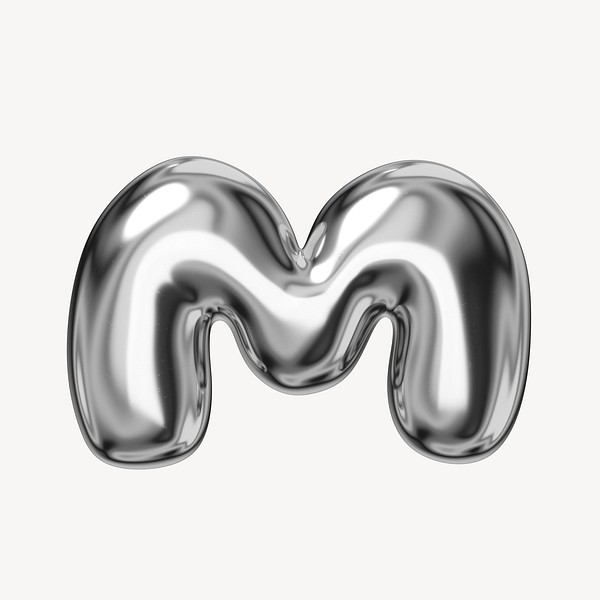 M alphabet, 3D chrome metallic | Premium Photo - rawpixel