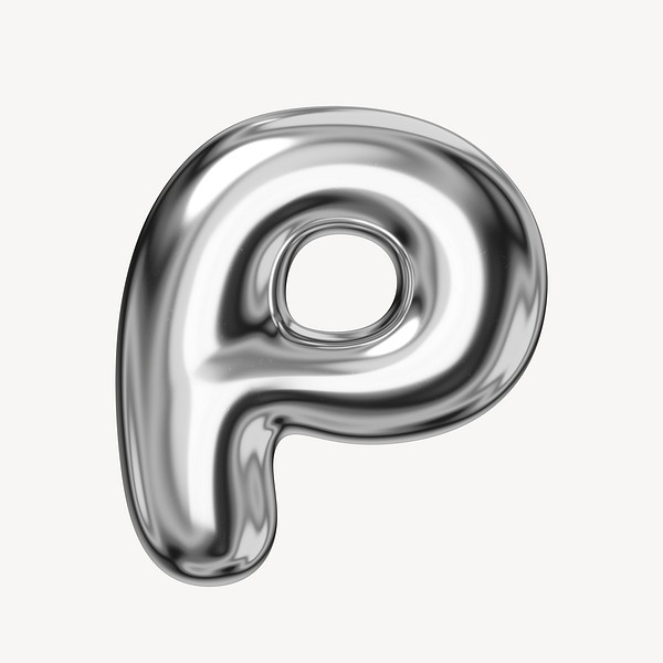 P alphabet, 3D chrome metallic | Premium PSD - rawpixel