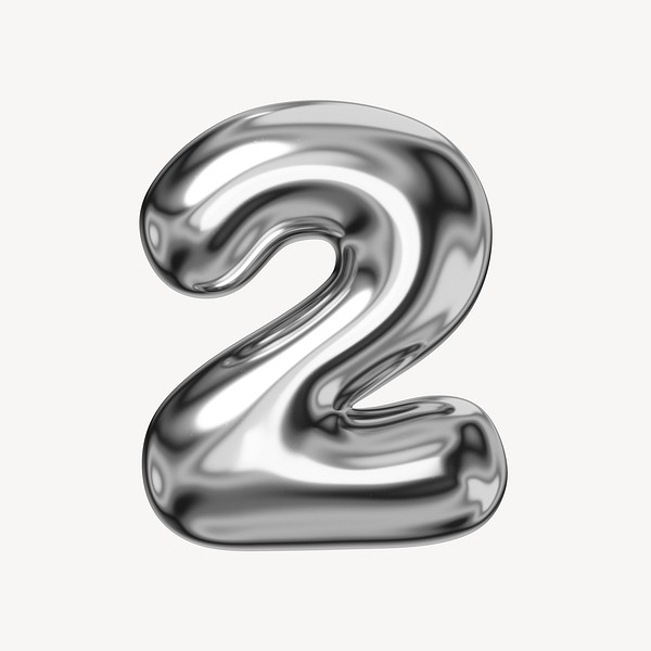 2 number two, 3D chrome | Premium Photo - rawpixel