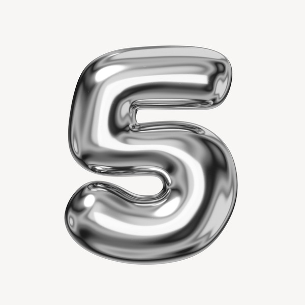 5 number five, 3D chrome | Premium Photo - rawpixel