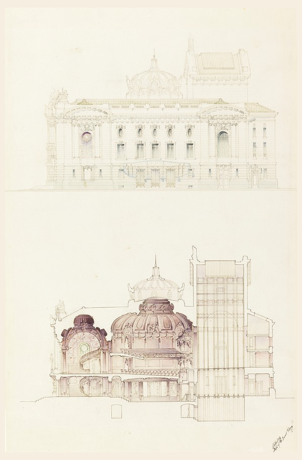 Elevation Cross-Section Opera House | Free Photo Illustration - rawpixel
