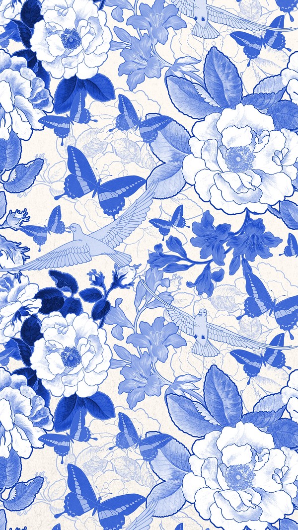 Blue rose patterned iPhone wallpaper, | Premium Photo - rawpixel