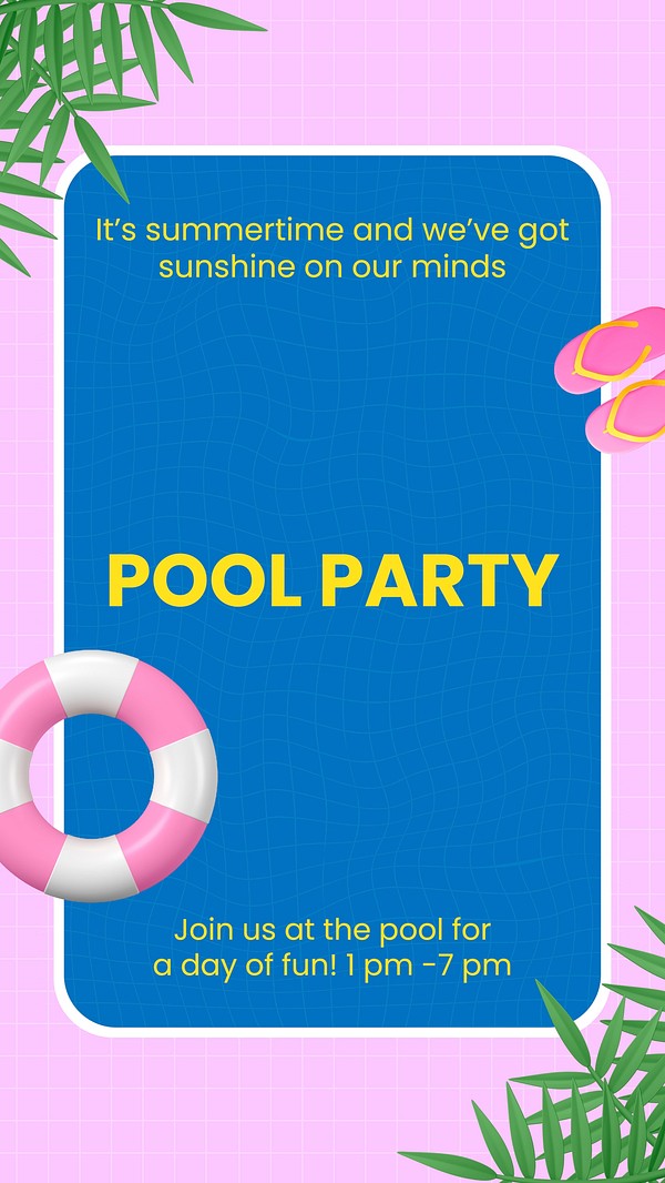 Pool party Instagram story template, | Premium Vector Template - rawpixel