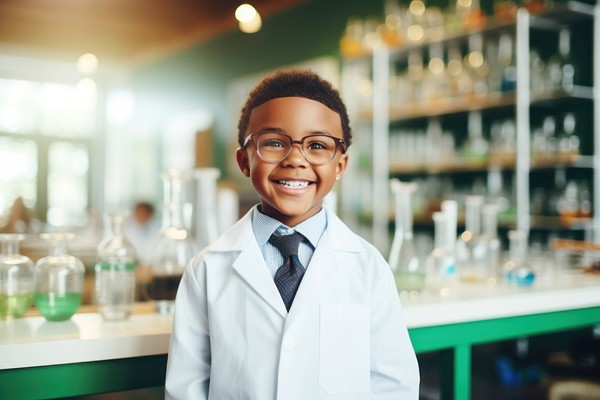 Scientist classroom cheerful smile. AI | Free Photo - rawpixel