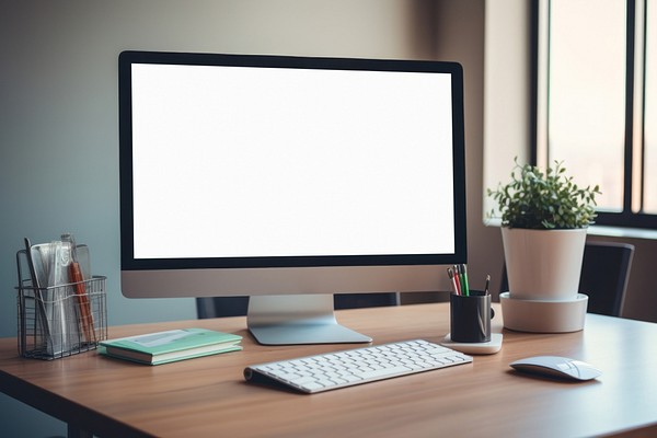 Desk computer screen table. | Free Photo - rawpixel