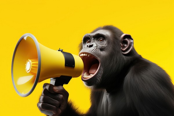 Chimpanzee wildlife shouting mammal. AI | Free Photo - rawpixel