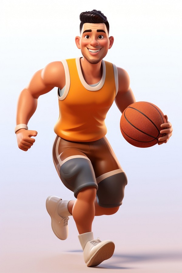 Basketball cartoon sports playing basketball. | Free Photo Illustration ...