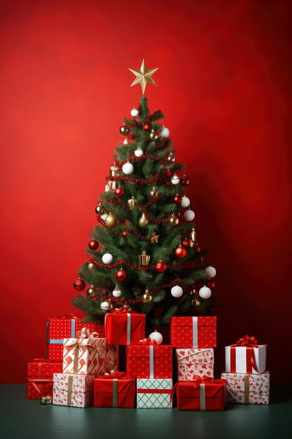 Christmas tree box red wrapping | Premium Photo - rawpixel