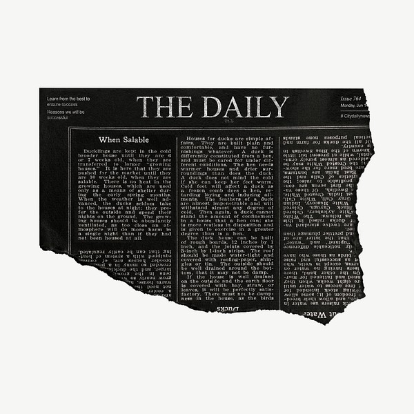 Ripped vintage newspaper, black collage | Premium PSD - rawpixel