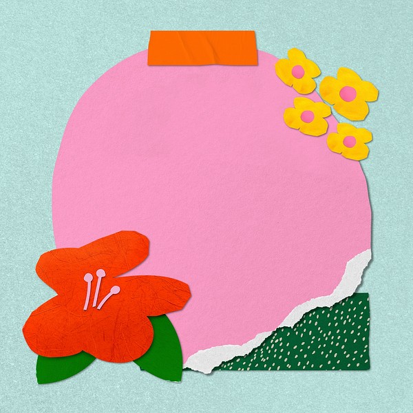 Cute paper flower frame, collage | Premium Photo - rawpixel