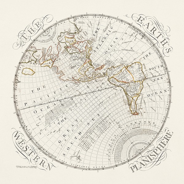 Earth's Western planisphere (1757), vintage | Free Photo Illustration ...