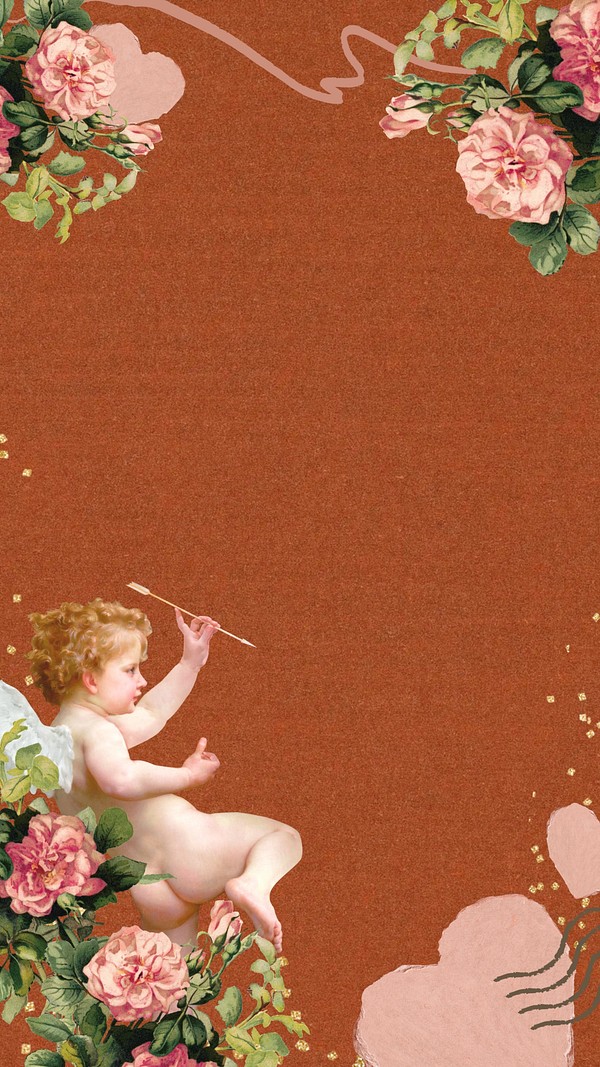 Valentine's cupid iPhone wallpaper, flower | Premium Photo - rawpixel