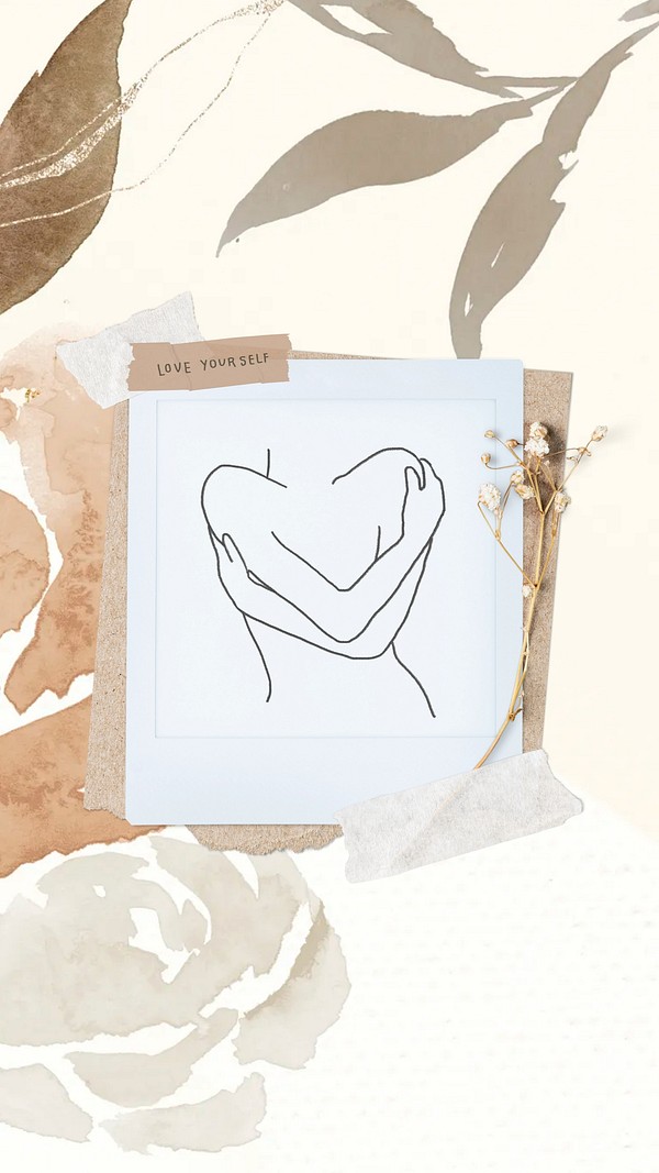 Self-love line art iPhone wallpaper | Premium Photo - rawpixel